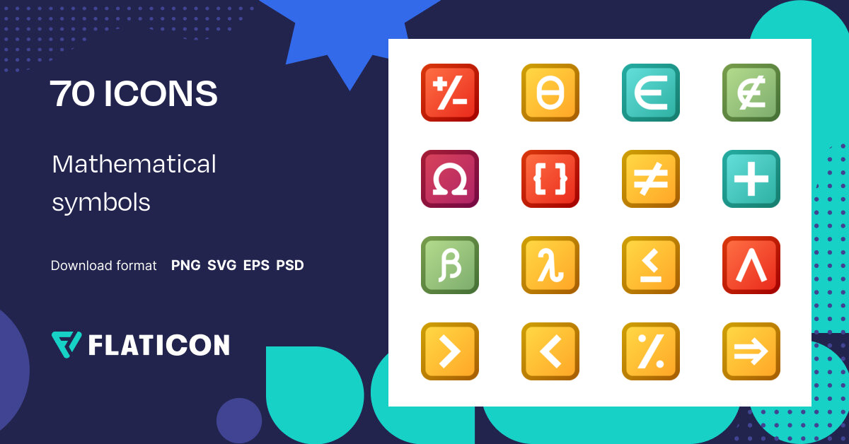 Mathematical symbols Icon Pack | Gradient fill | 70 .SVG Icons