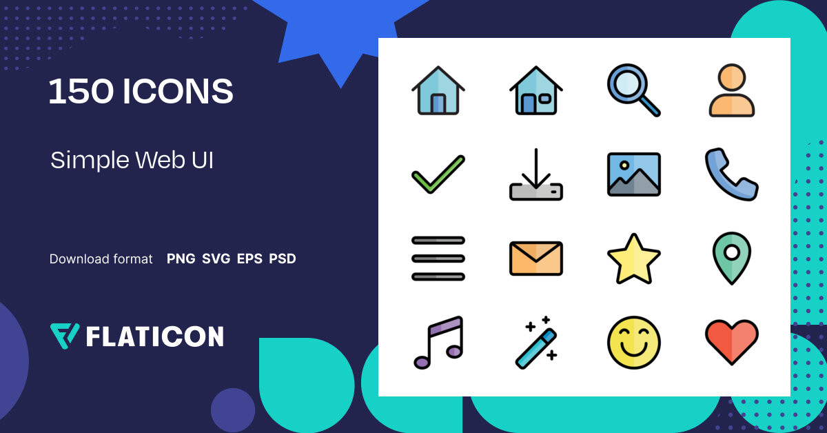 Simple Web UI Icon Pack | Color lineal-color | 150 .SVG Icons