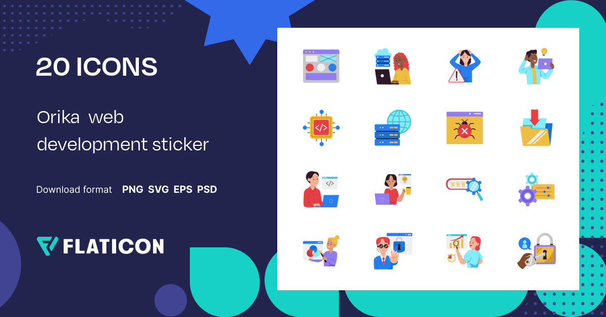 Orika web development sticker Icon Pack | 20 .SVG Icons