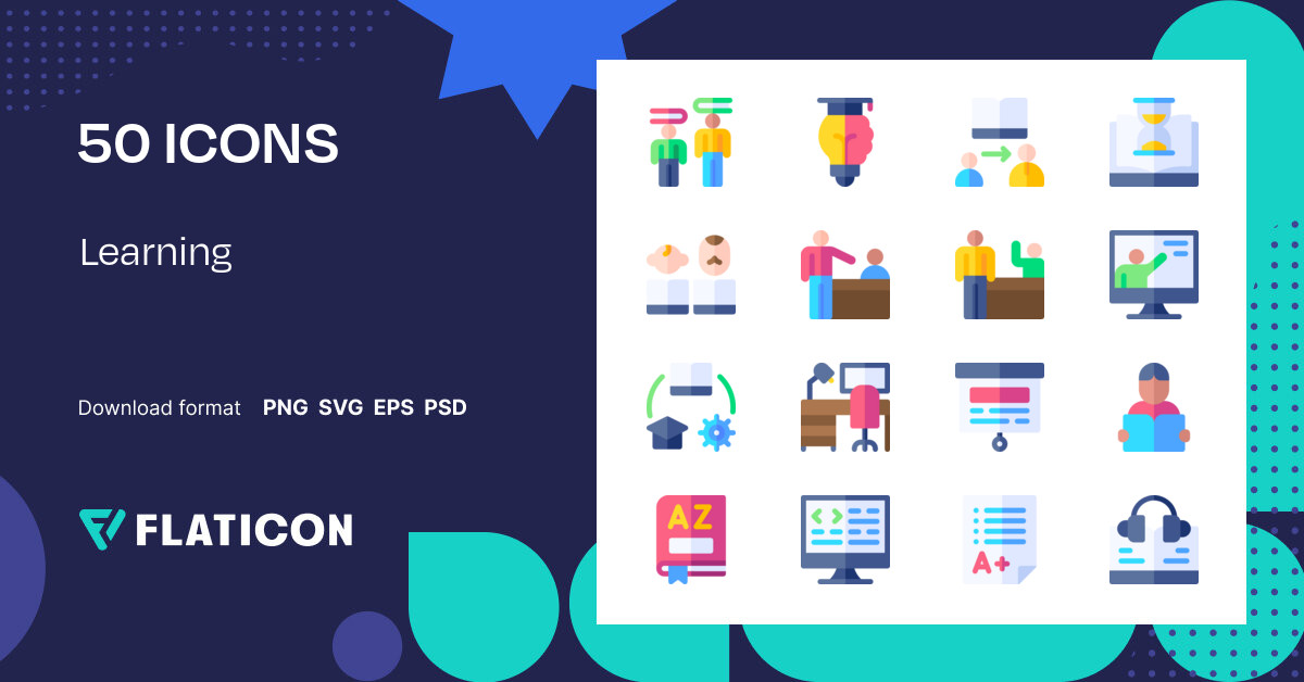 Learning Icon Pack | Flat | 50 .SVG Icons