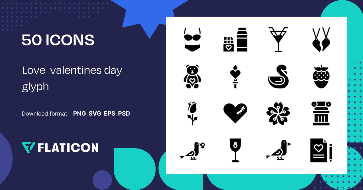 Love valentines day glyph Icon Pack | 50 .SVG Icons