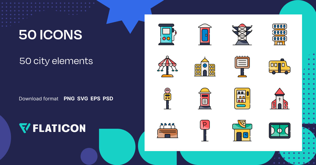 Pack de iconos 50 city elements | Others | 50 Iconos .SVG