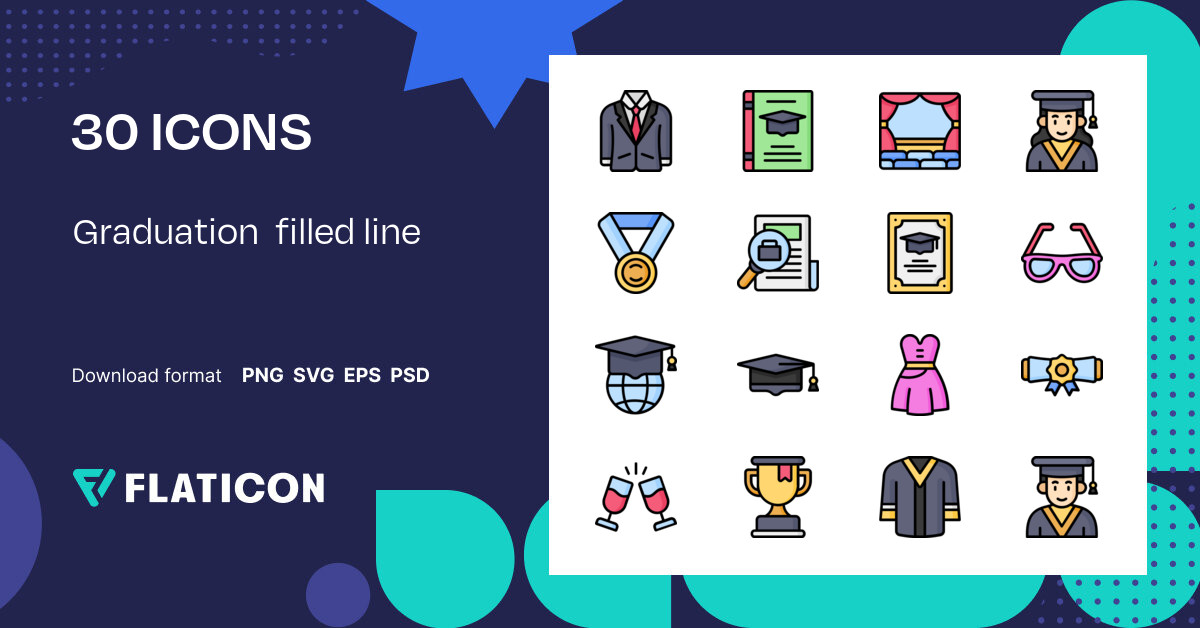 Graduation filled line Icon Pack | 30 .SVG Icons