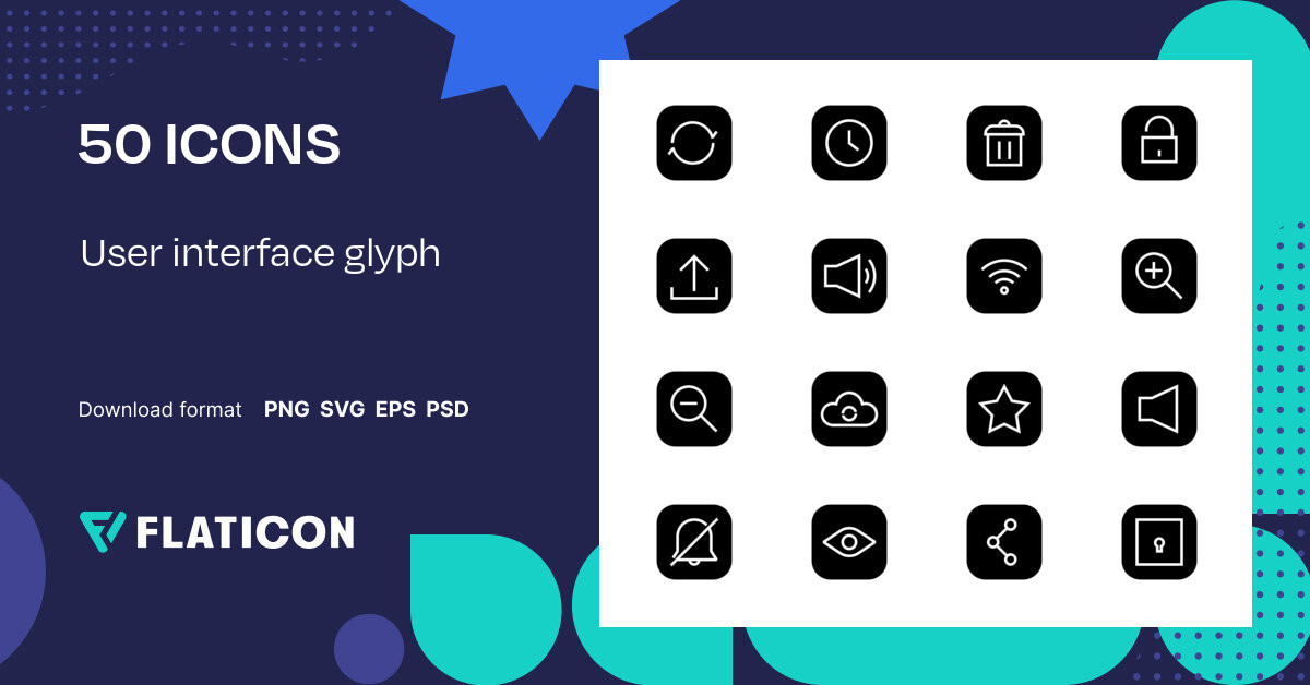 User interface glyph Icon Pack | 50 .SVG Icons