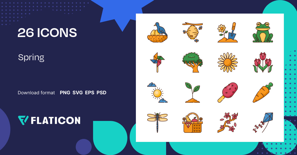 Spring Icon Pack | Color lineal-color | 26 .SVG Icons