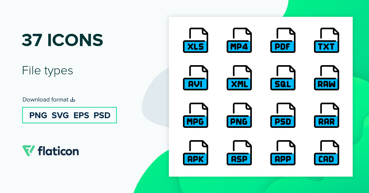 File types Icon Pack | Color lineal-color | 37 .SVG Icons