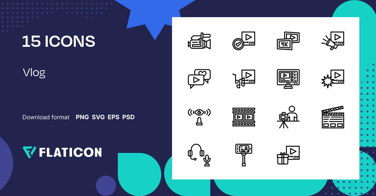 Vlog Icon Pack | Outline | 15 .SVG Icons