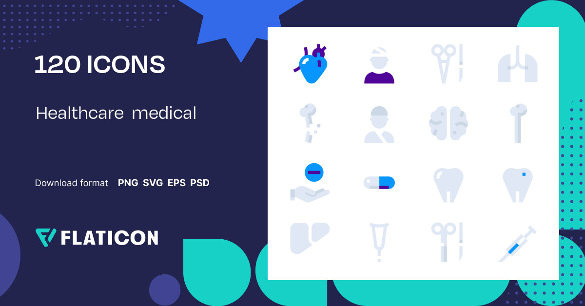 Healthcare medical Icon Pack | 120 .SVG Icons