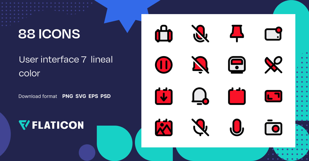 User interface 7 lineal color Icon Pack | 88 .SVG Icons