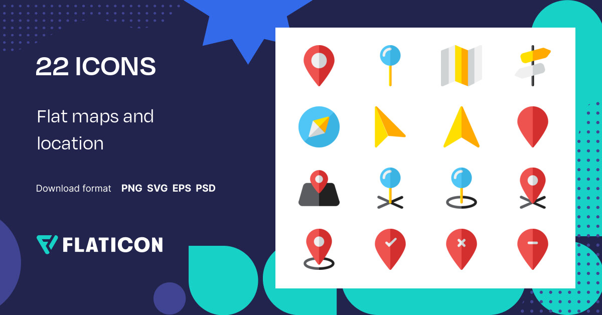 Flat maps and location Icon Pack | 22 .SVG Icons