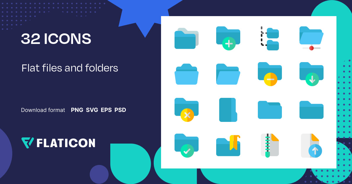 Flat files and folders Icon Pack | 32 .SVG Icons