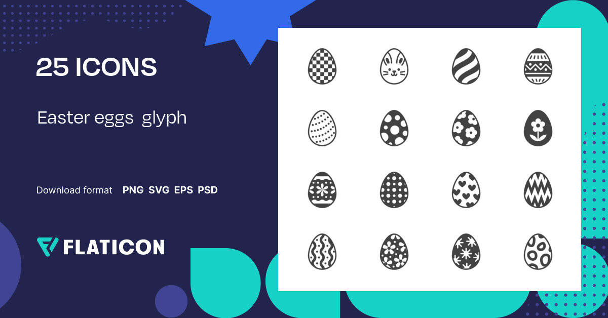 Easter eggs glyph Icon Pack | 25 .SVG Icons