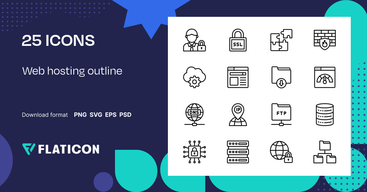 Web Hosting Outline Icon Pack 25 Svg Icons