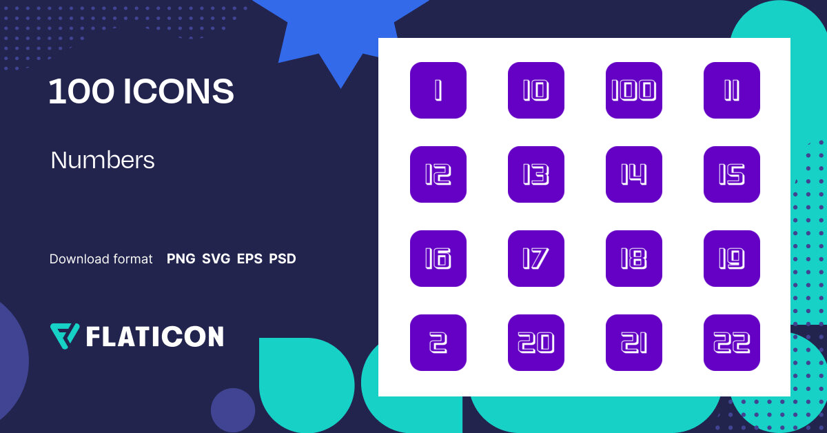 Numbers Icon Pack | Color fill | 100 .SVG Icons