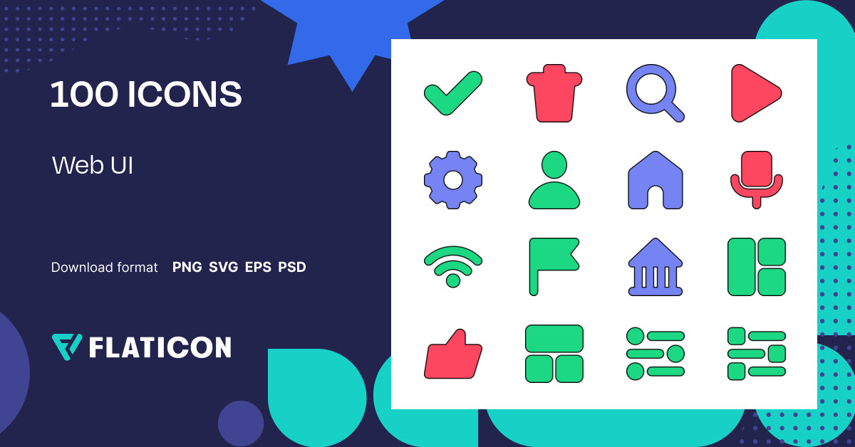 Web UI Icon Pack | Color lineal-color | 100 .SVG Icons