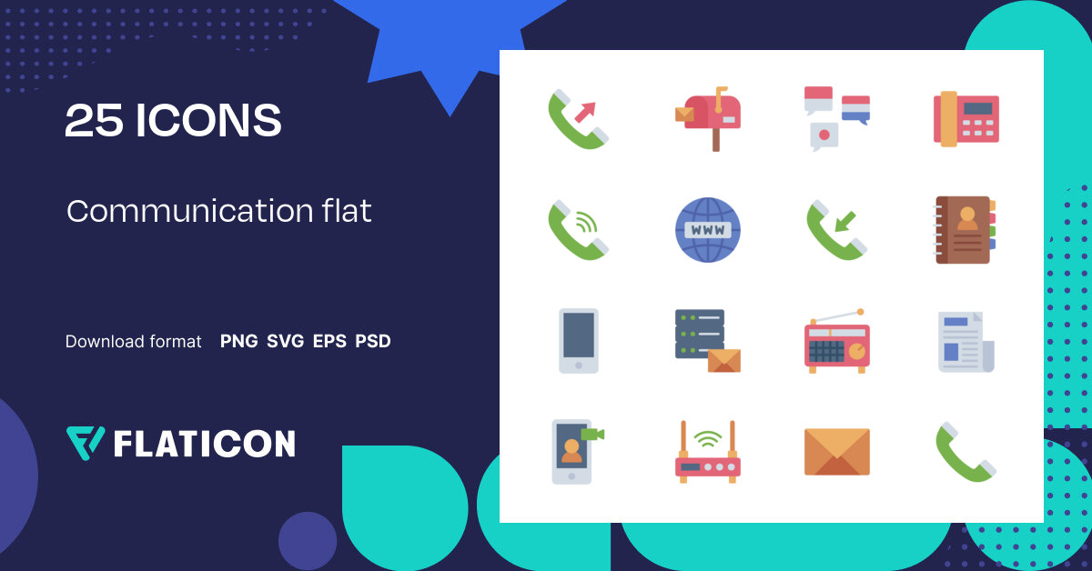 Communication flat Icon Pack | 25 .SVG Icons