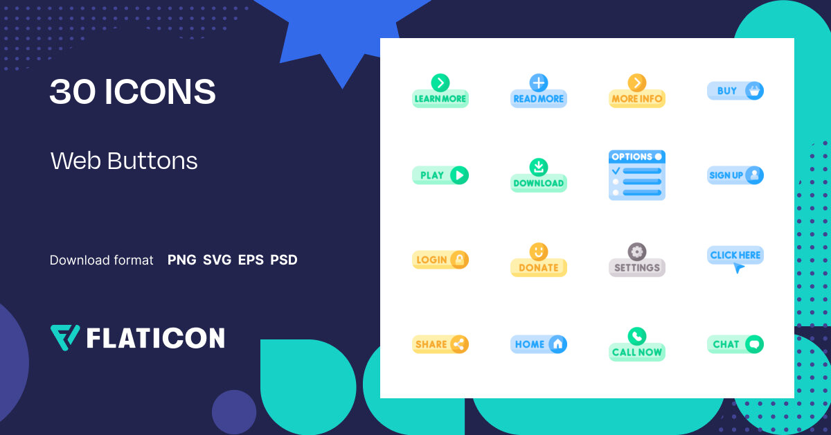 Web Buttons Icon Pack | Flat | 30 .SVG Icons