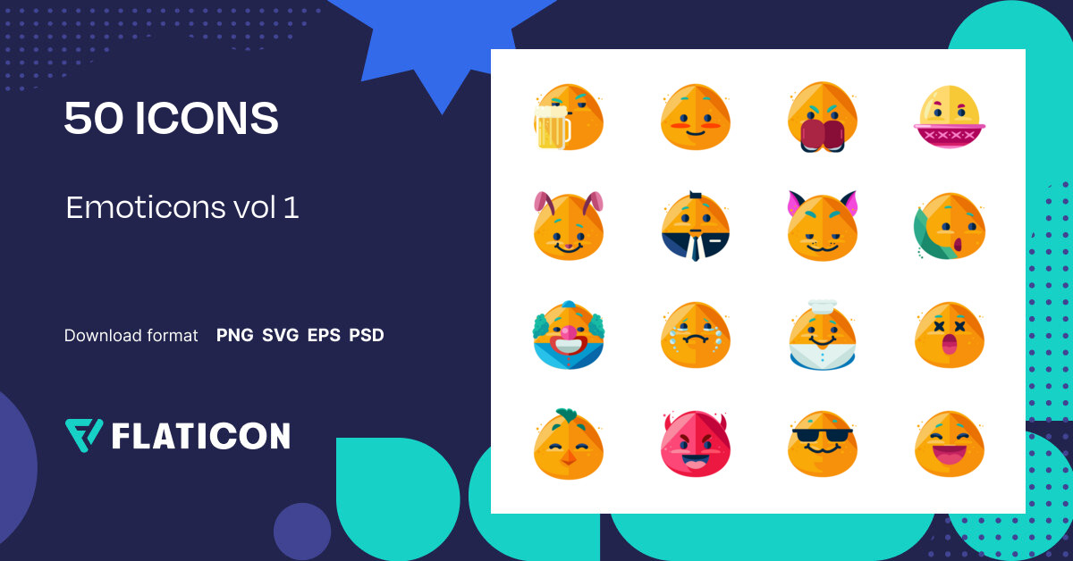 Emoticons vol 1 Icon Pack | 50 .SVG Icons