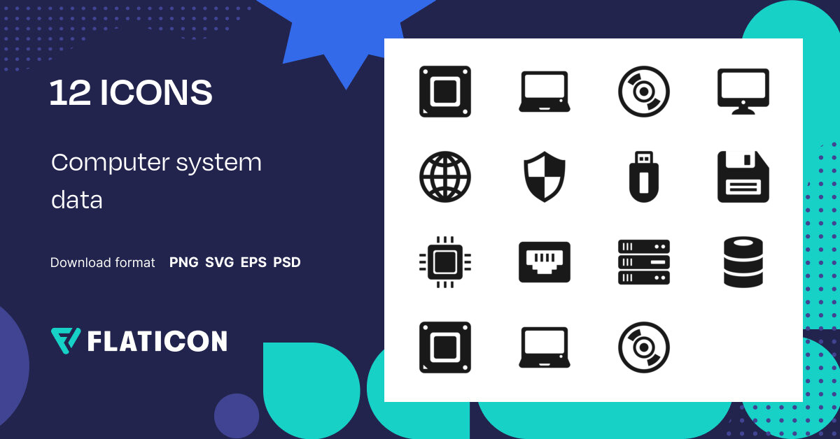 Computer system data Icon Pack | 12 .SVG Icons