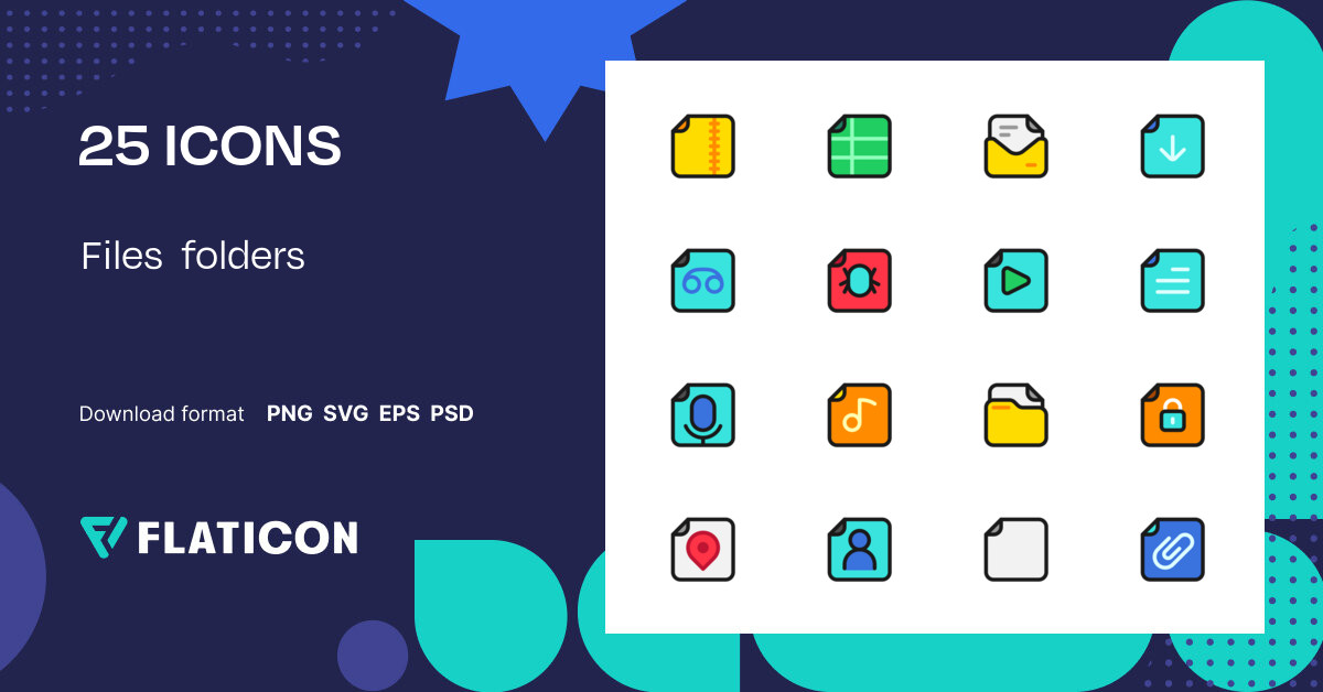 Files folders Icon Pack | Color lineal-color | 25 .SVG Icons