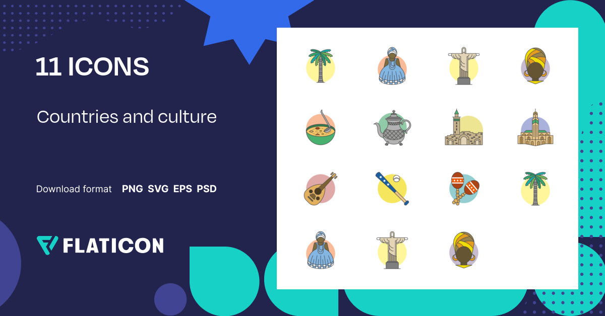 Countries and culture Icon Pack | Color lineal-color | 11 .SVG Icons