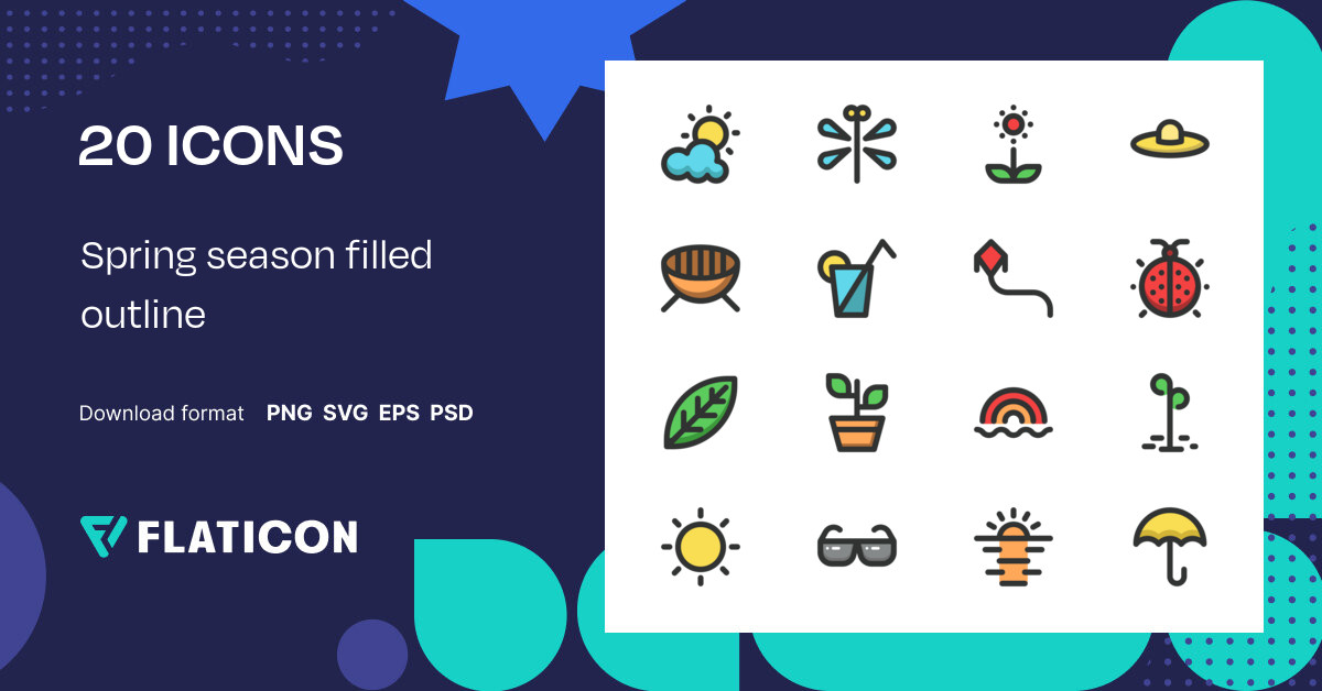 Spring season filled outline Icon Pack | Color lineal-color | 20 .SVG Icons