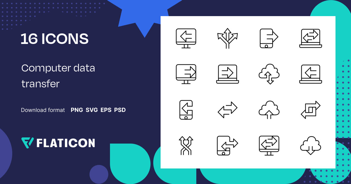 Computer data transfer Icon Pack | Outline | 16 .SVG Icons