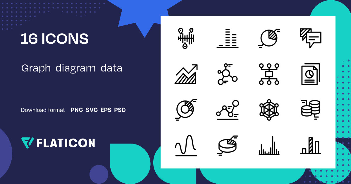 Graph diagram data Icon Pack | Outline | 16 .SVG Icons