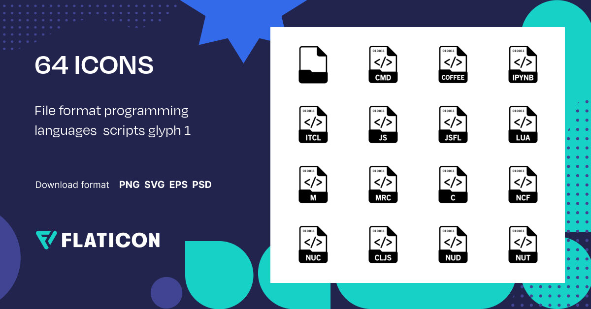 File format programming languages scripts glyph 1 Icon Pack | 64 .SVG Icons