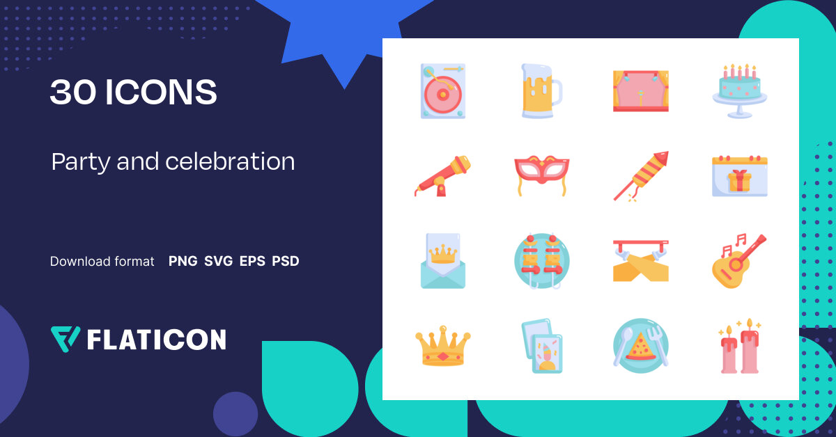 Party and celebration Icon Pack | 30 .SVG Icons