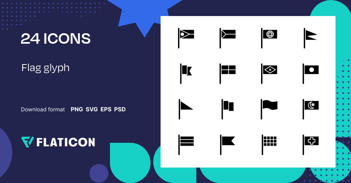 Flag glyph Icon Pack | 24 .SVG Icons