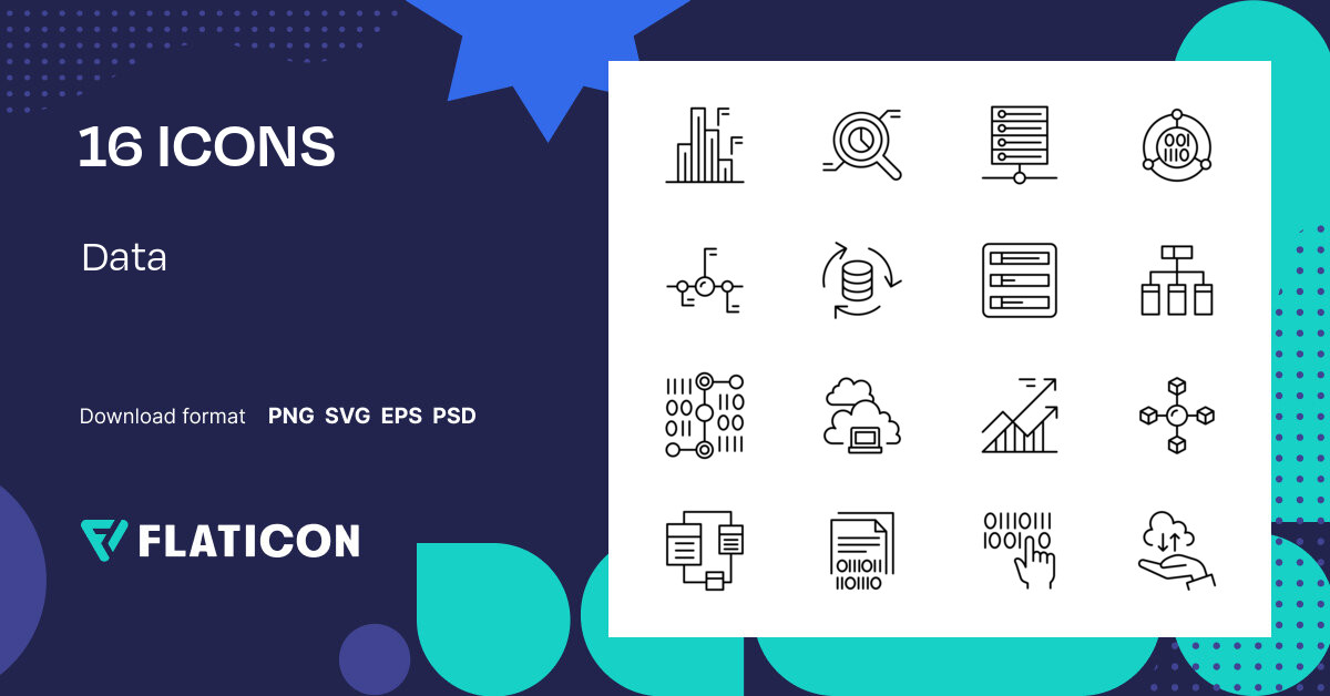 Data Icon Pack | Outline | 16 .SVG Icons