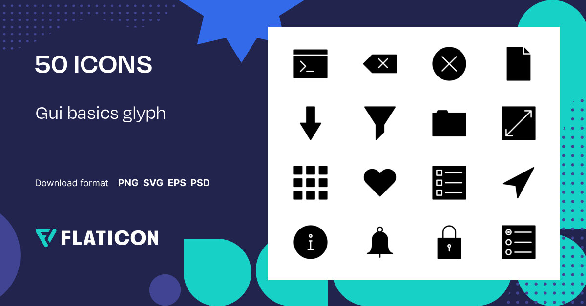 Gui basics glyph Icon Pack | 50 .SVG Icons