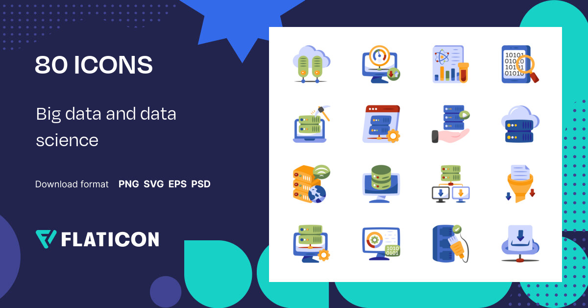 Big data and data science Icon Pack | 80 .SVG Icons