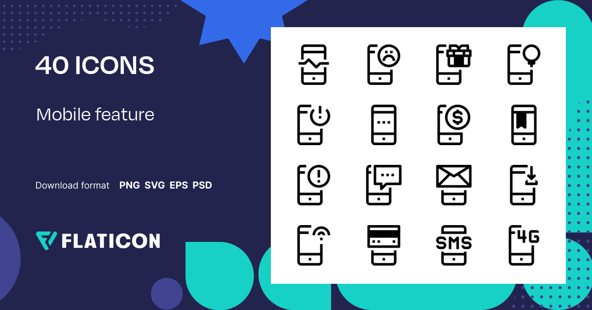 Mobile feature Icon Pack | Outline | 40 .SVG Icons