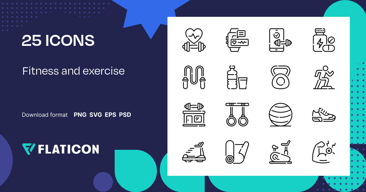 Fitness and exercise Icon Pack | 25 .SVG Icons