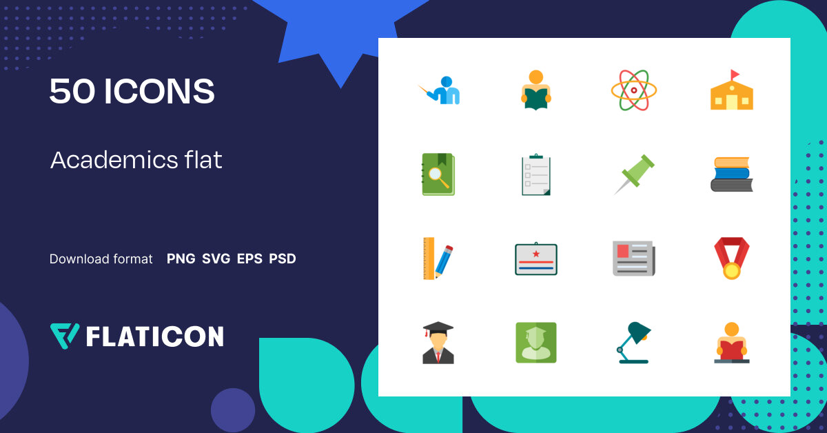 Academics flat Icon Pack | 50 .SVG Icons