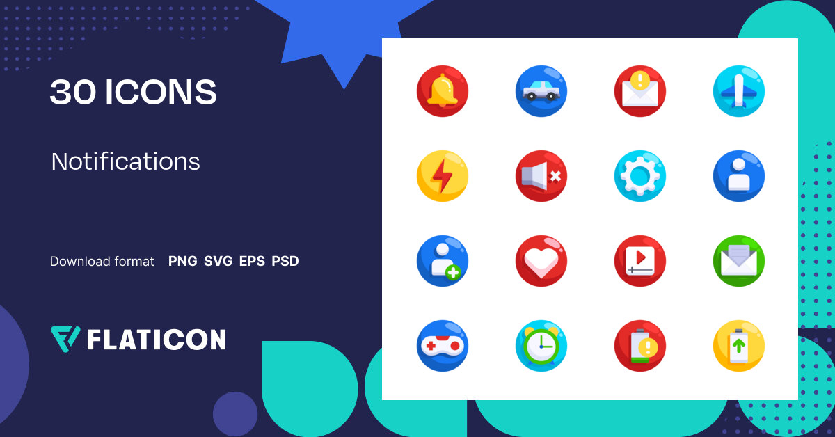 Notifications Icon Pack | 30 .SVG Icons