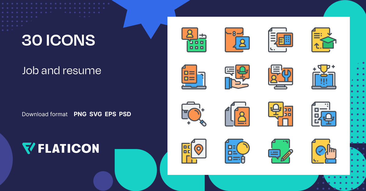 Job and resume Icon Pack | Color lineal-color | 30 .SVG Icons