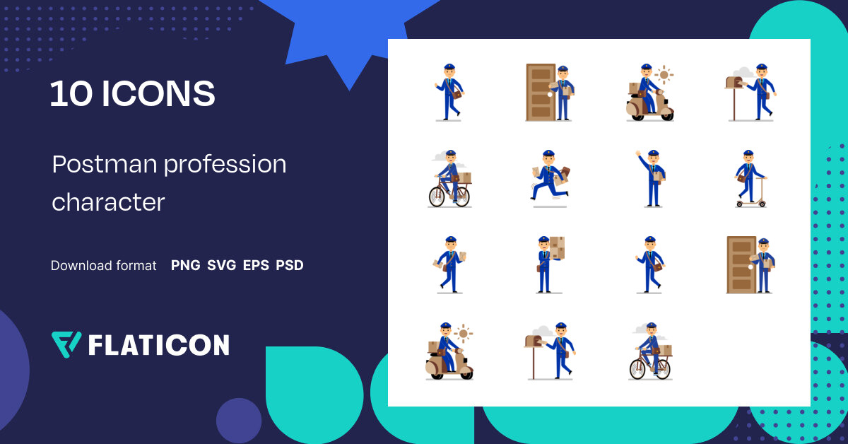 Postman profession character Icon Pack | 10 .SVG Icons