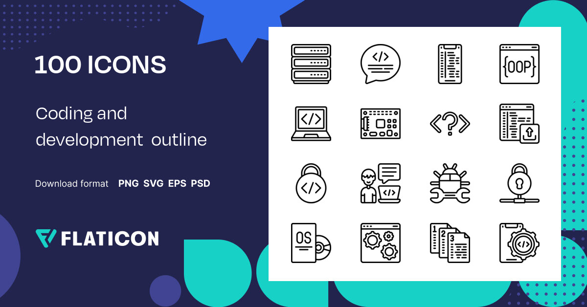 Coding and development outline Icon Pack | Outline | 100 .SVG Icons