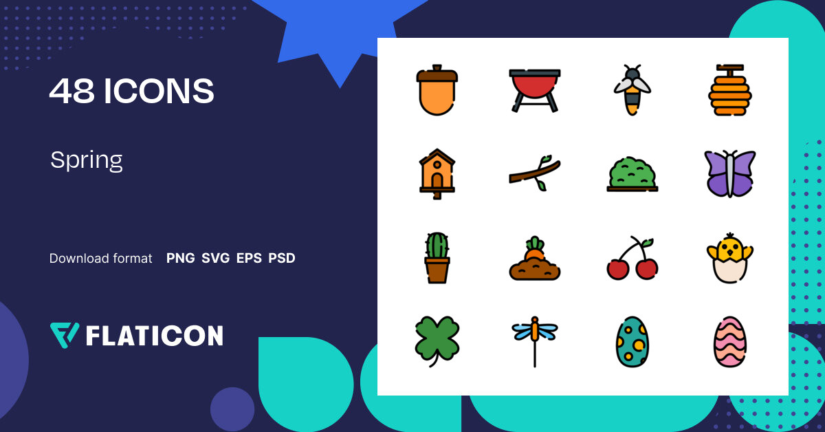 Spring Icon Pack | Color lineal-color | 48 .SVG Icons
