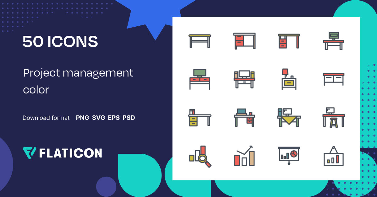 Project management color Icon Pack | Color lineal-color | 50 .SVG Icons