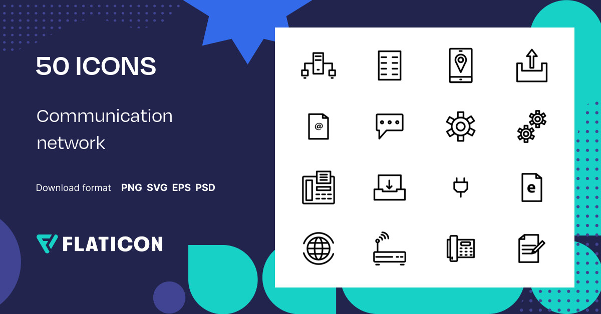 Communication network Icon Pack | Outline | 50 .SVG Icons