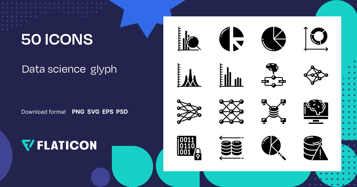 Data science glyph Icon Pack | 50 .SVG Icons