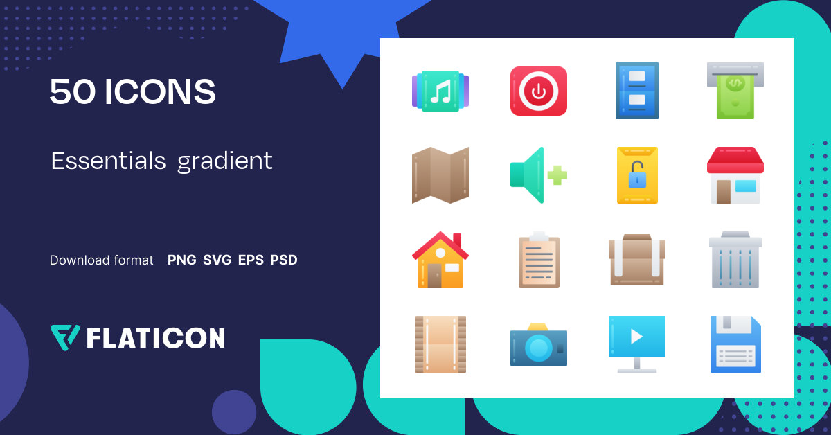 Essentials gradient Icon Pack | 50 .SVG Icons
