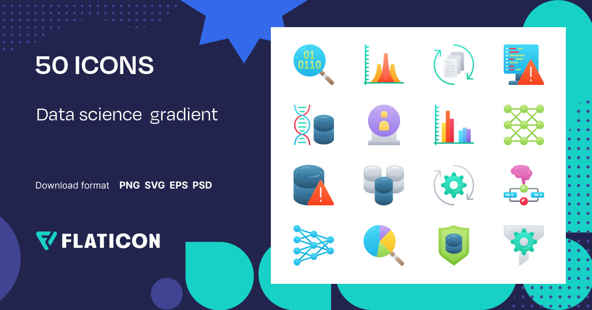 Data science gradient Icon Pack | 50 .SVG Icons
