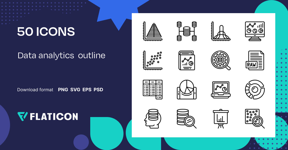 Data analytics outline Icon Pack | Outline | 50 .SVG Icons
