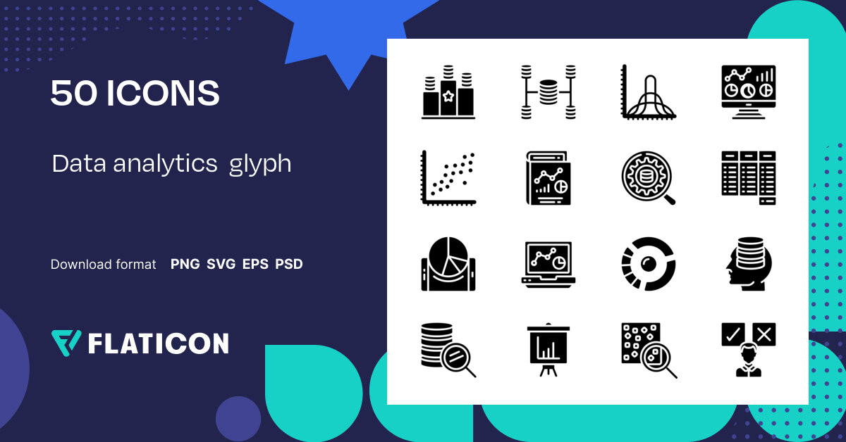 Data analytics glyph Icon Pack | 50 .SVG Icons