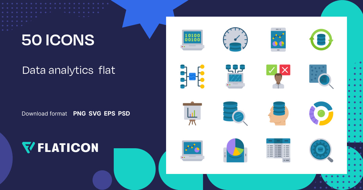 Data analytics flat Icon Pack | 50 .SVG Icons